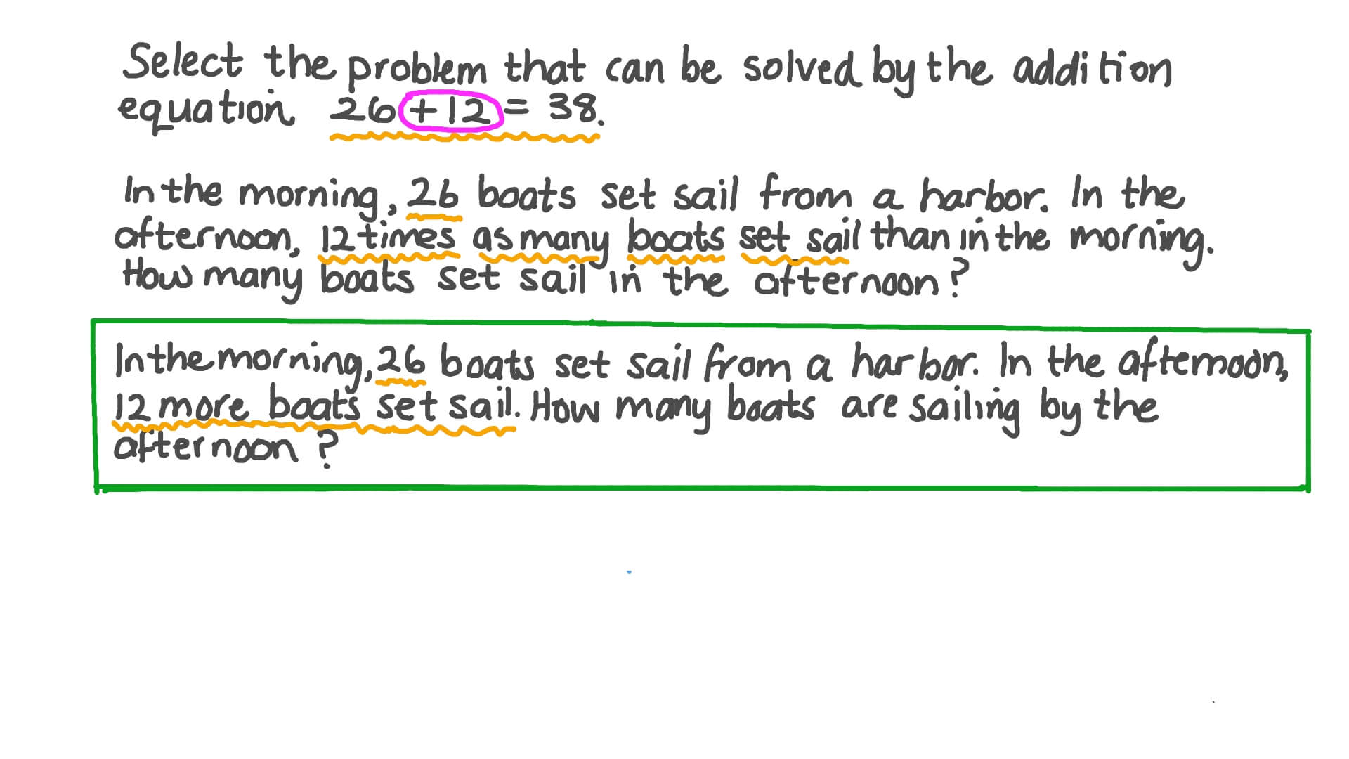 Question Video: Understanding the Difference between Multiplicative and ...