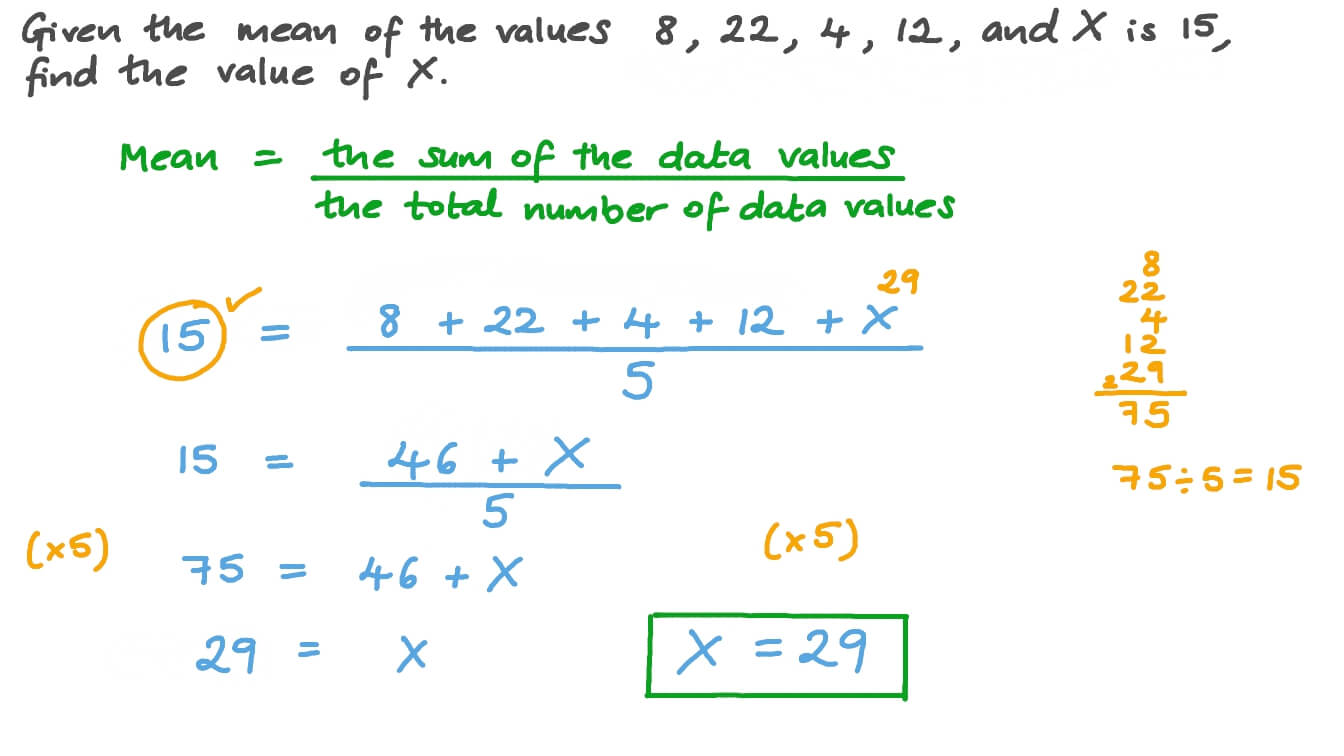 Question Video Calculating A Missing Value In A Data Set Given The