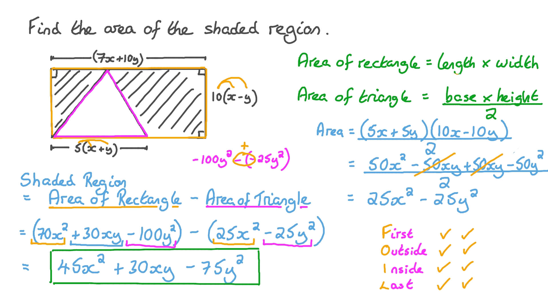 Question Video Writing Algebraic Expressions That Represent The Area