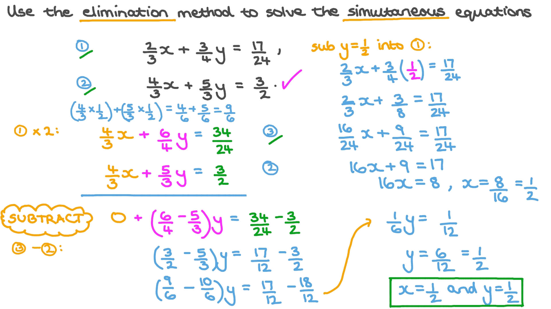 ion Video Solving Simultaneous Equations By Elimination Nagwa
