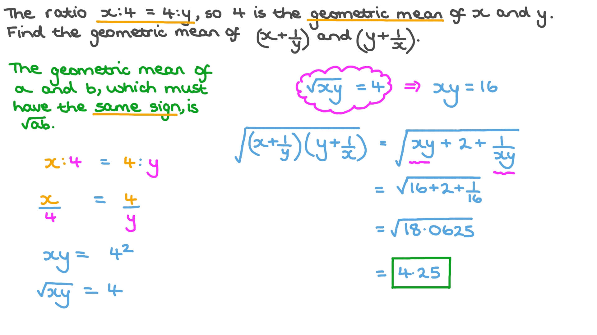 ion Video Finding The Geometric Mean Nagwa