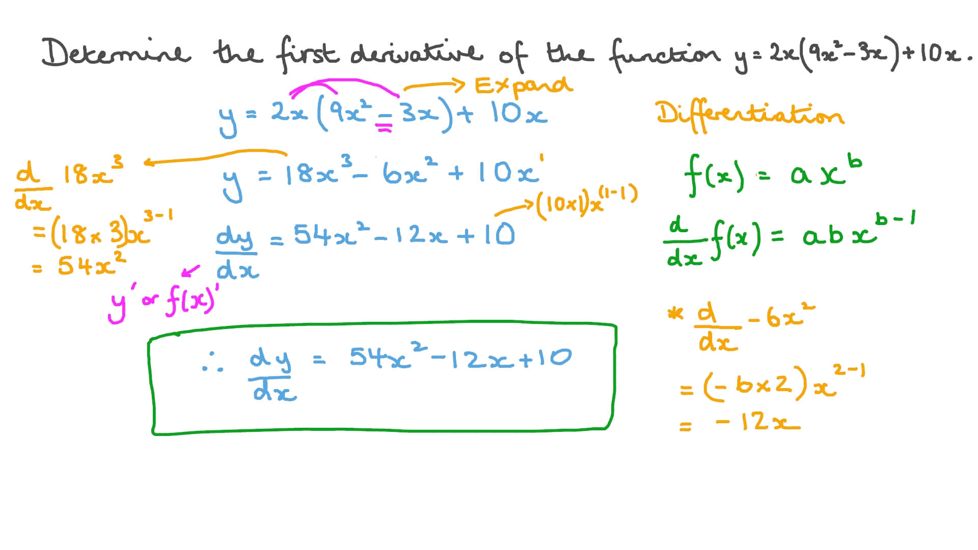 Question Video Differentiating Polynomial Functions Nagwa