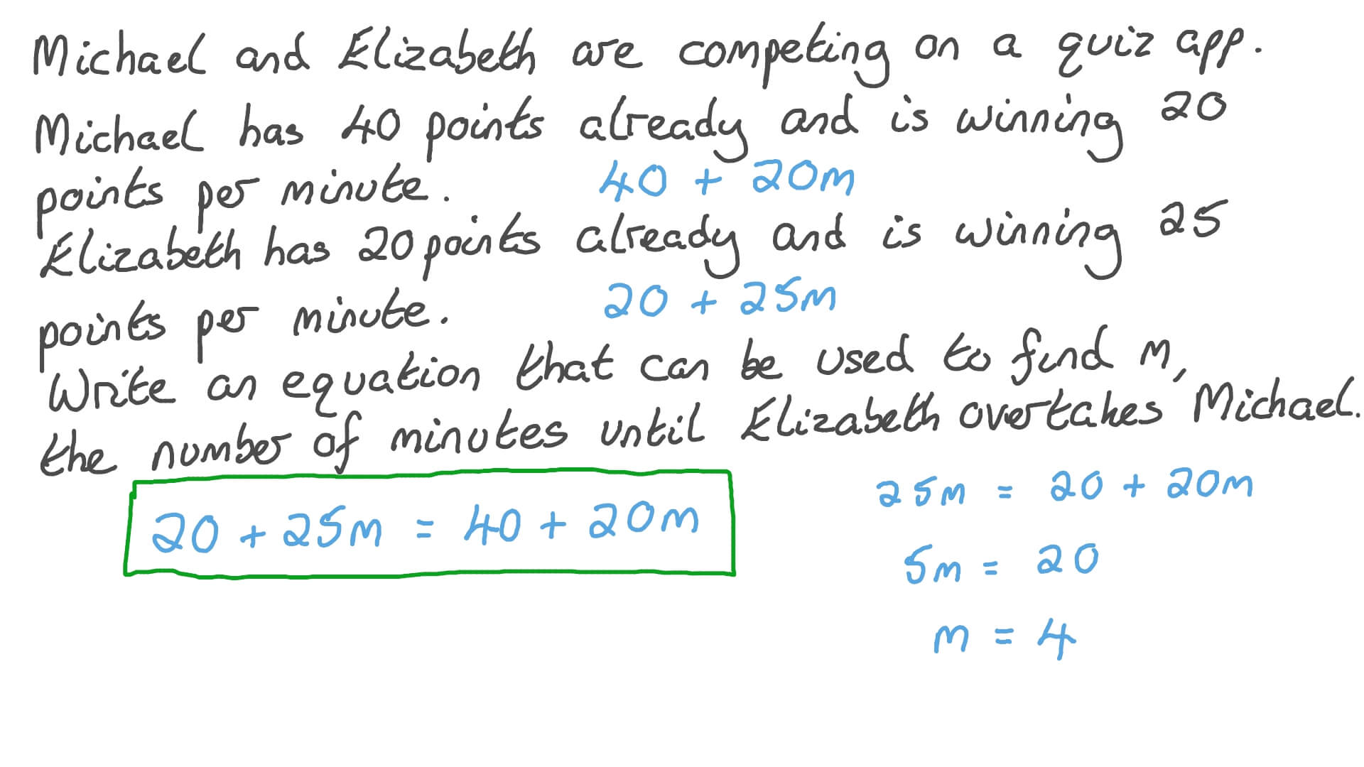 Question Video Creating Linear Equations With One Variable Nagwa