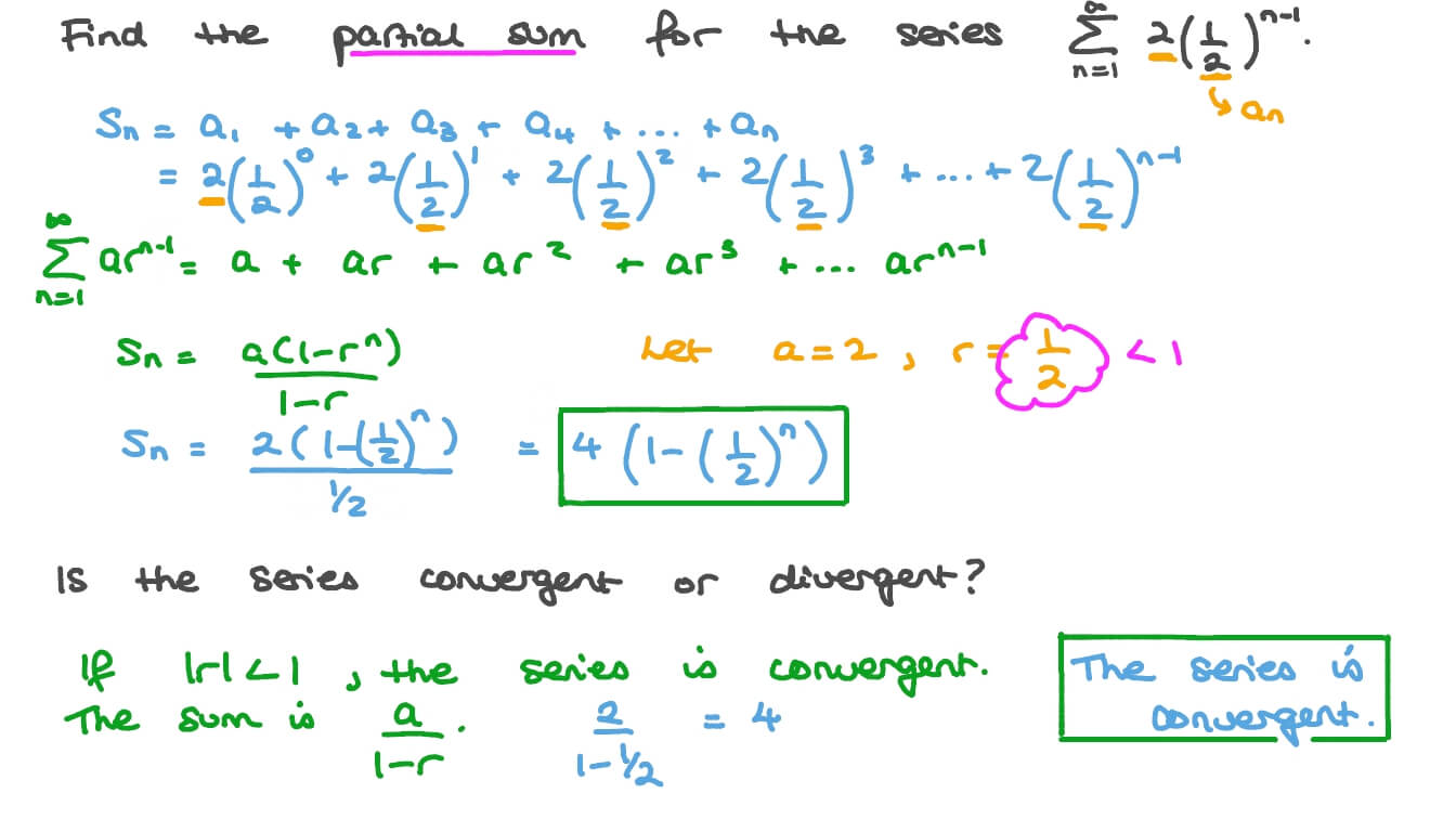 Question Video Finding The Partial Sum Of A Series And Deciding