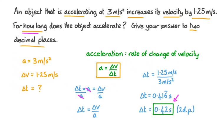 Lesson: Acceleration over Time | Nagwa