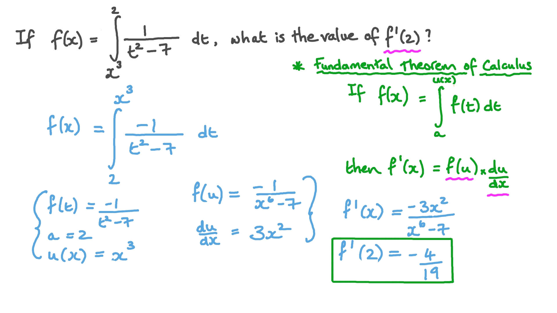 Video: Using the Fundamental Theorem of Calculus to Find the Derivative at a Point of a Function ...