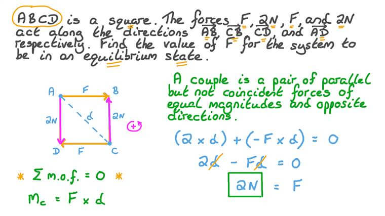 Lesson: Equilibrium of a Rigid Body under Coplanar Couples | Nagwa