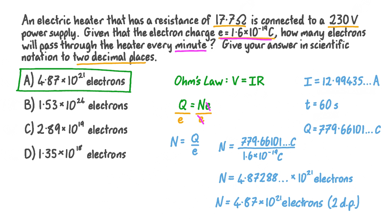 Question Video Using Ohm s Law To Calculate The Number Of Electrons