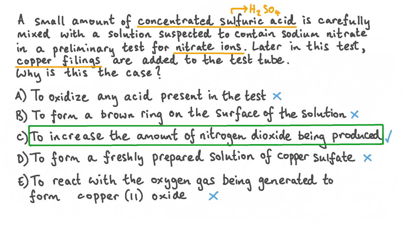 Question Video: Identifying Why Copper Filings Are Used in the Test for ...