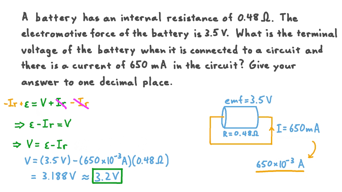 ion Video Determining The Terminal Voltage Of A Battery Nagwa