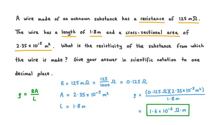 Lesson: Resistance and Resistivity of Conductors | Nagwa