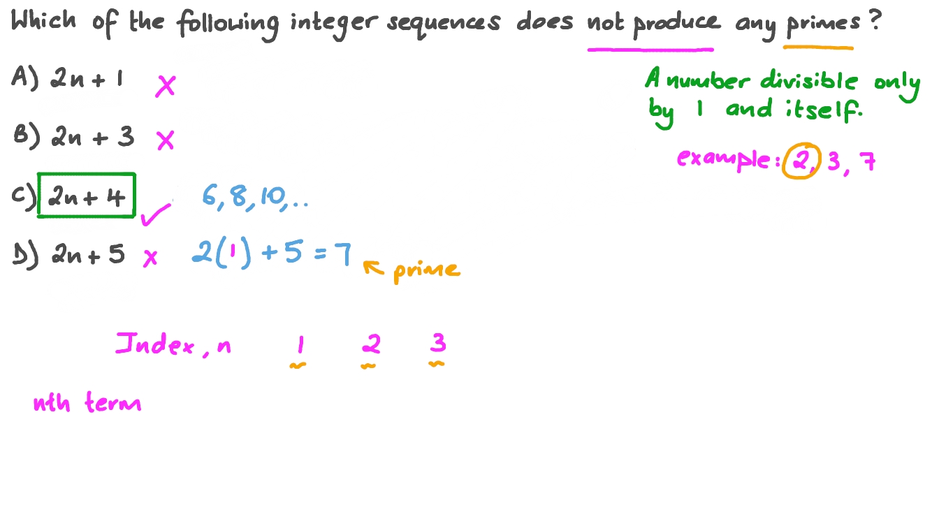 Question Video: Determining Which General Term of a Sequence Does Not ...