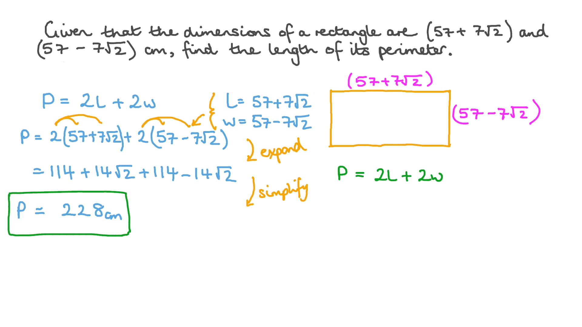 Question Video: Finding the Perimeter of a Rectangle given Its ...