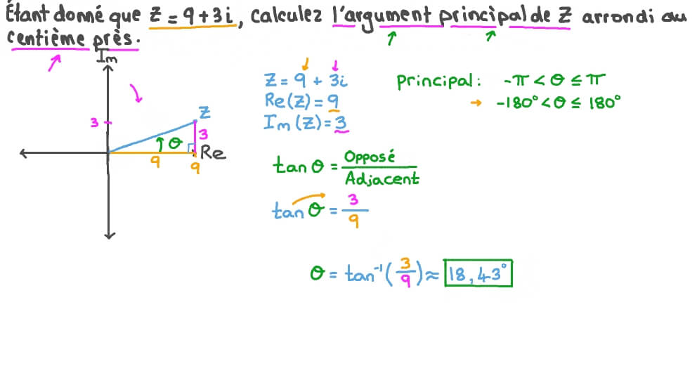 Question Video: Trouver le principal argument d’un nombre complexe | Nagwa