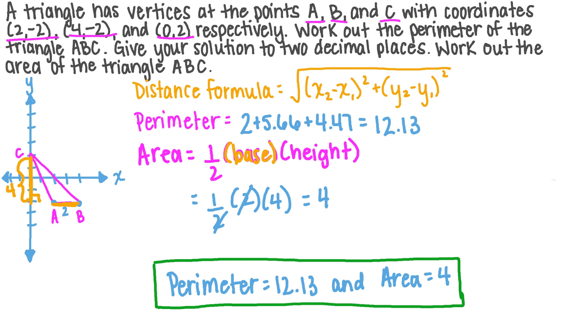 ion Video Finding The Perimeter And Area Of A Triangle Nagwa