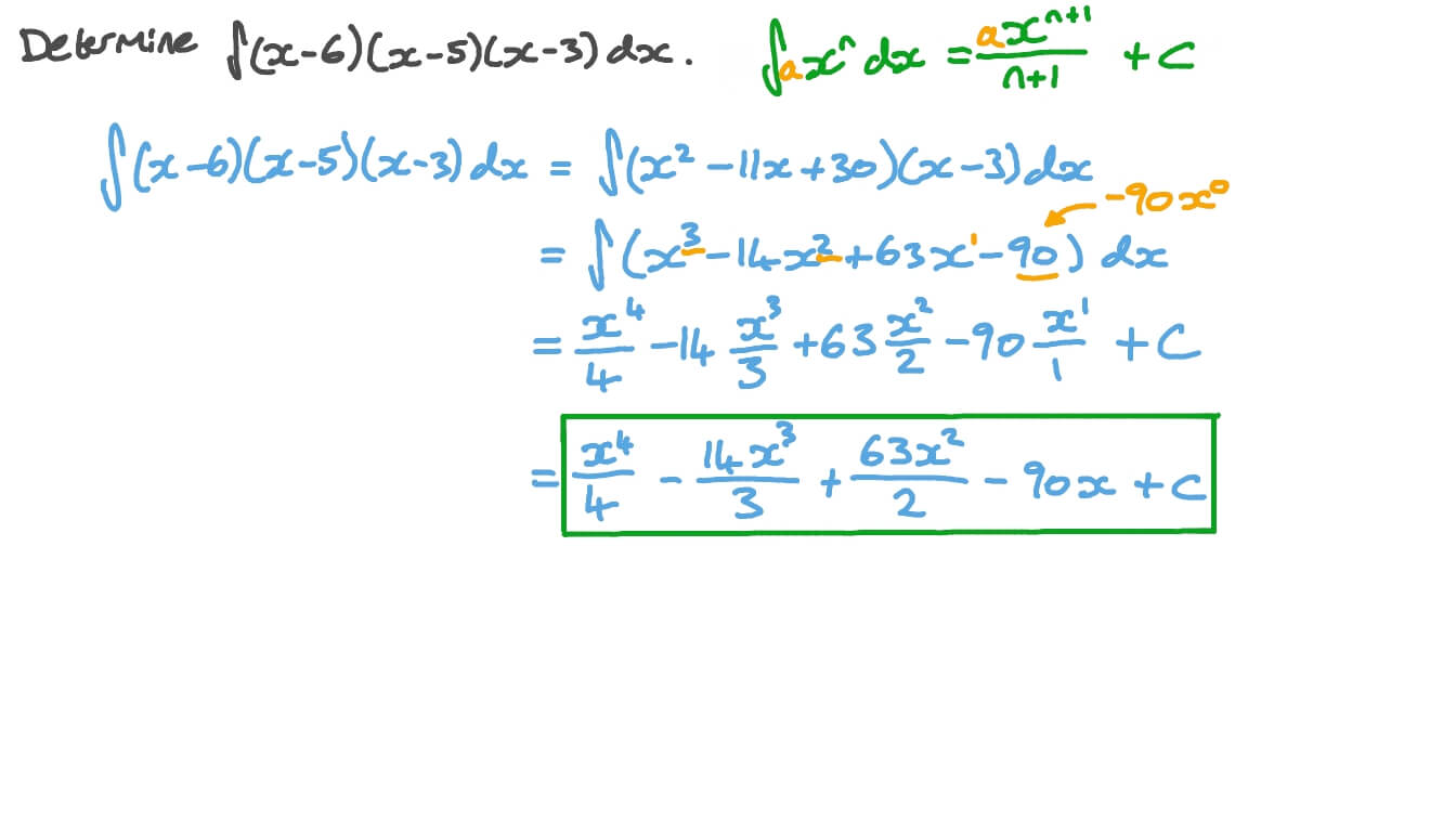 Question Video Finding The Integration Of A Function Using The Power