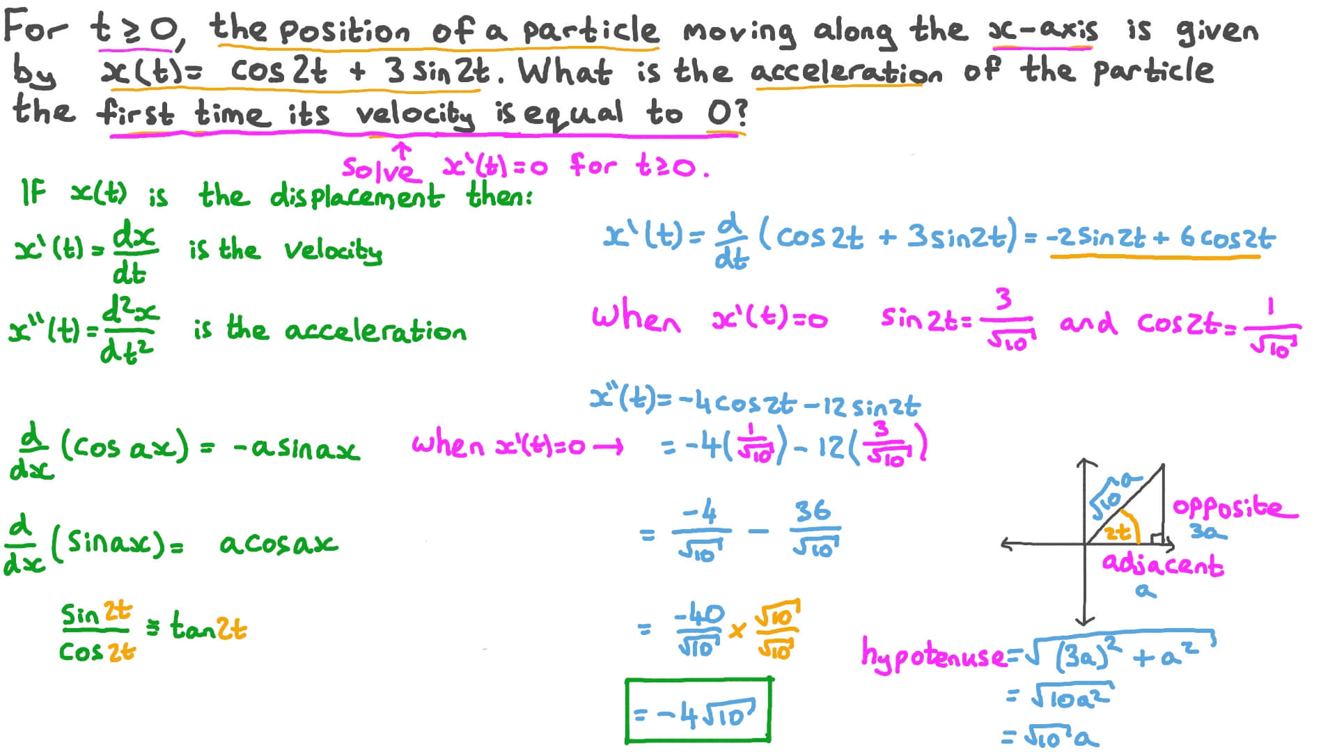 Video: Using an Equation Involving Trigonometric Ratios Representing the Position of a Particle ...