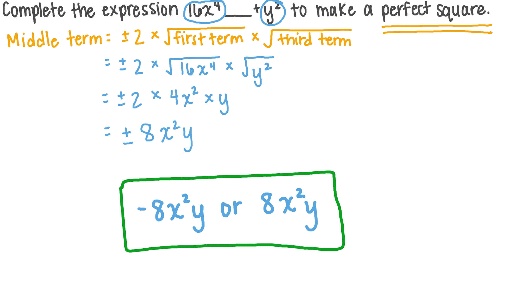 ion Video Completing Algebraic Expressions To Make A Perfect 