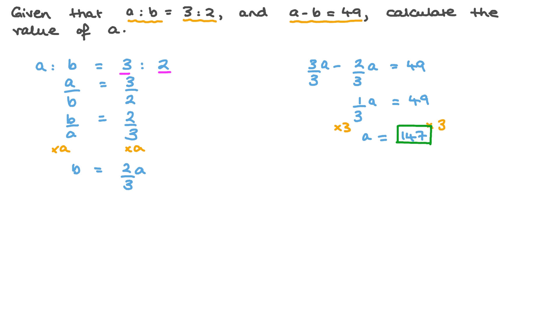Question Video: Solving Proportion Equations to Find the Values of ...