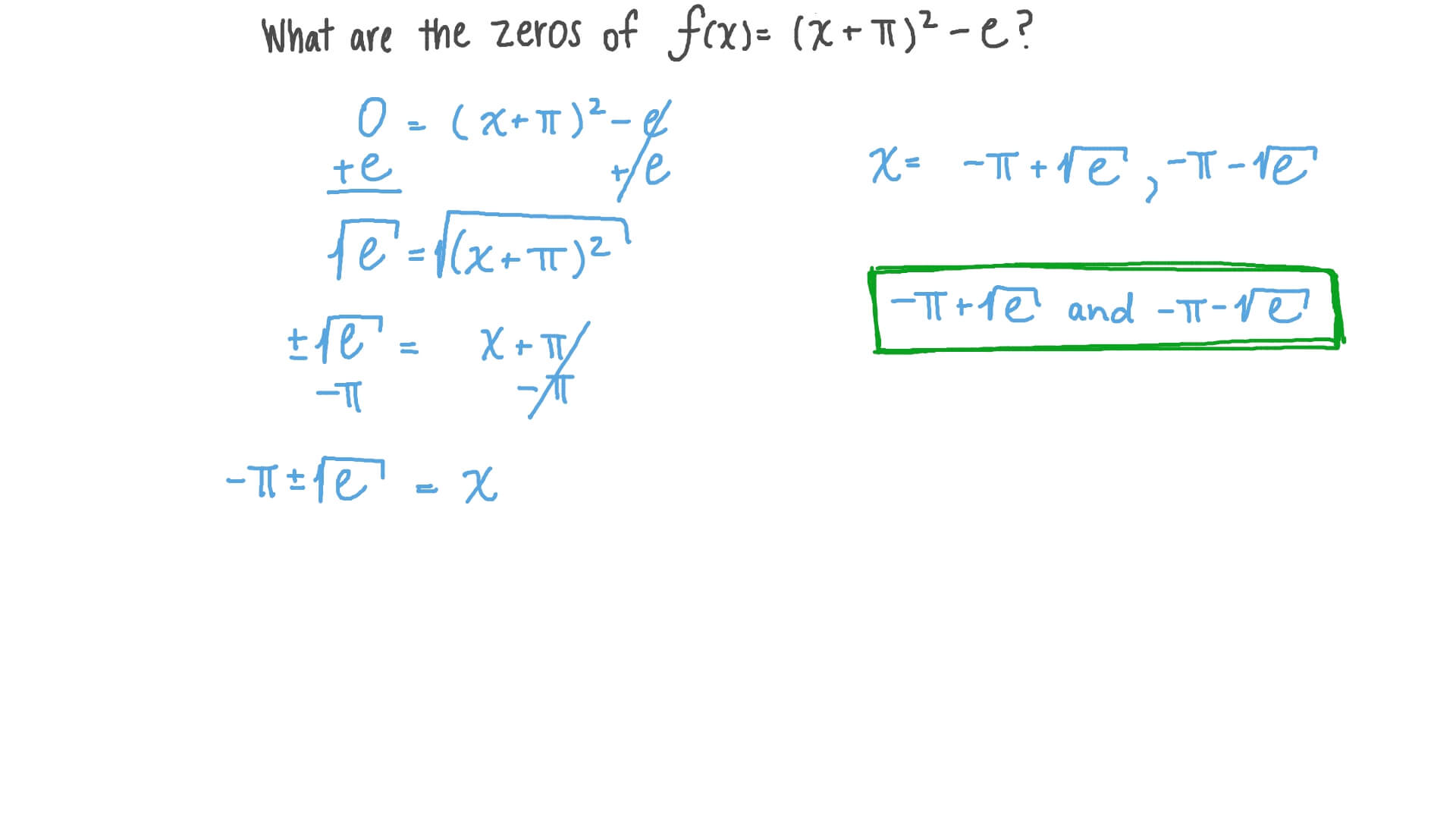 Question Video: Finding the Set of Zeros of a Quadratic Function | Nagwa