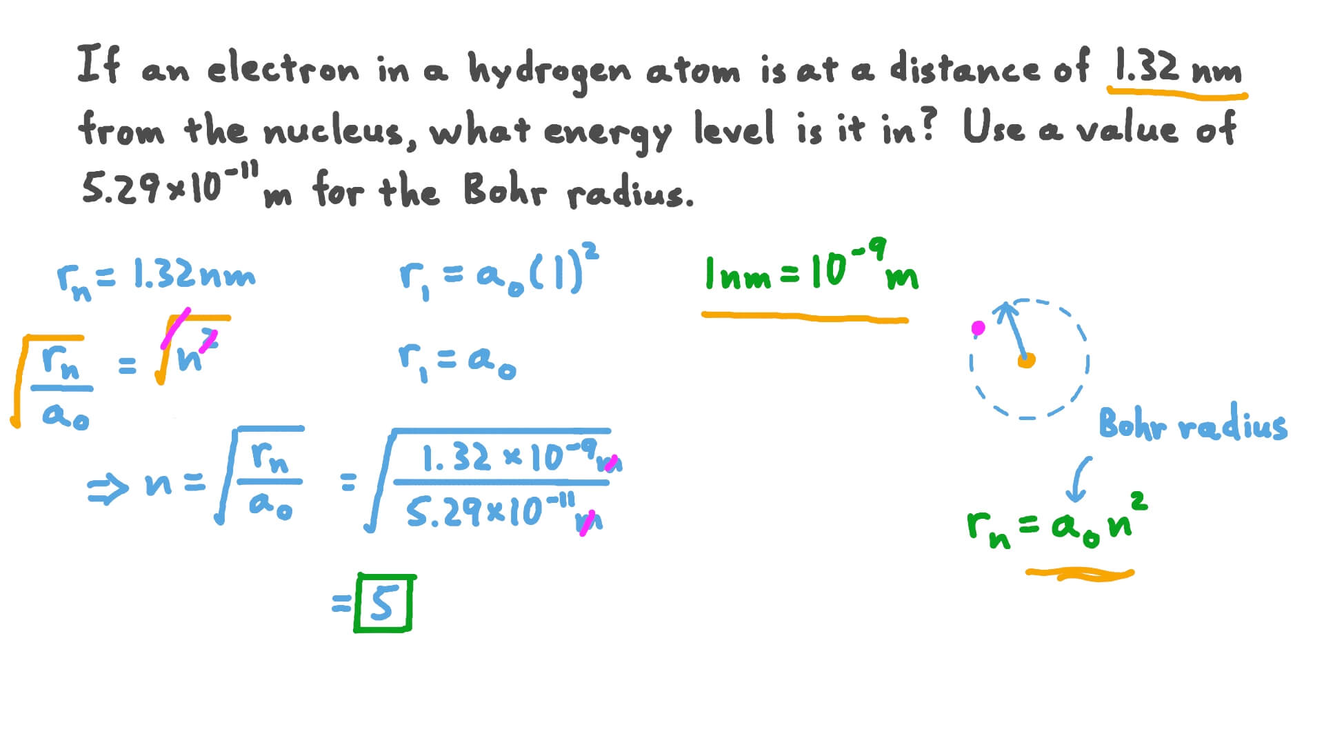 Question Video Determining Electron Energy Level Using The Bohr Model