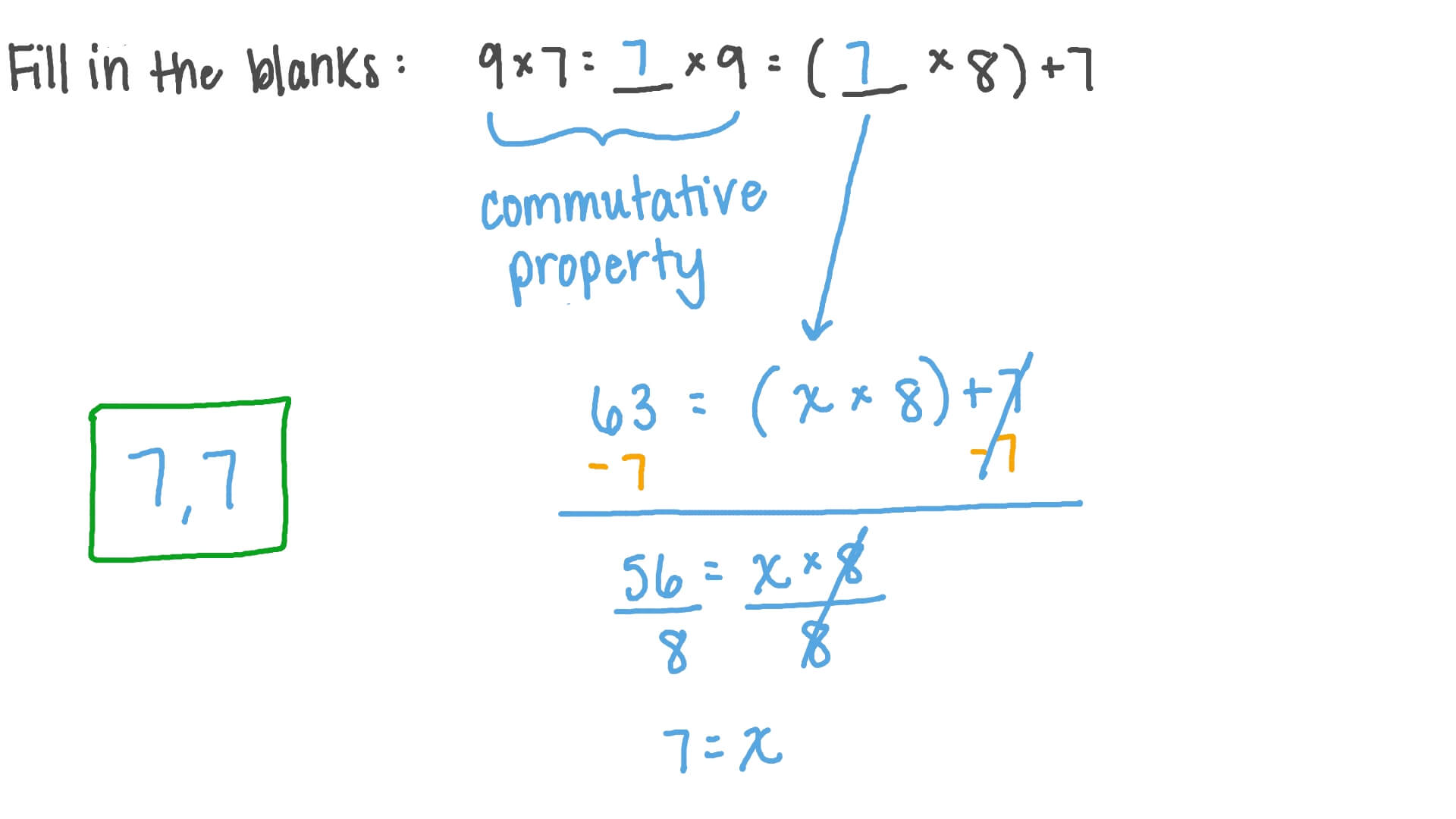 Question Video: Applying the Commutative and Distributive Properties of ...
