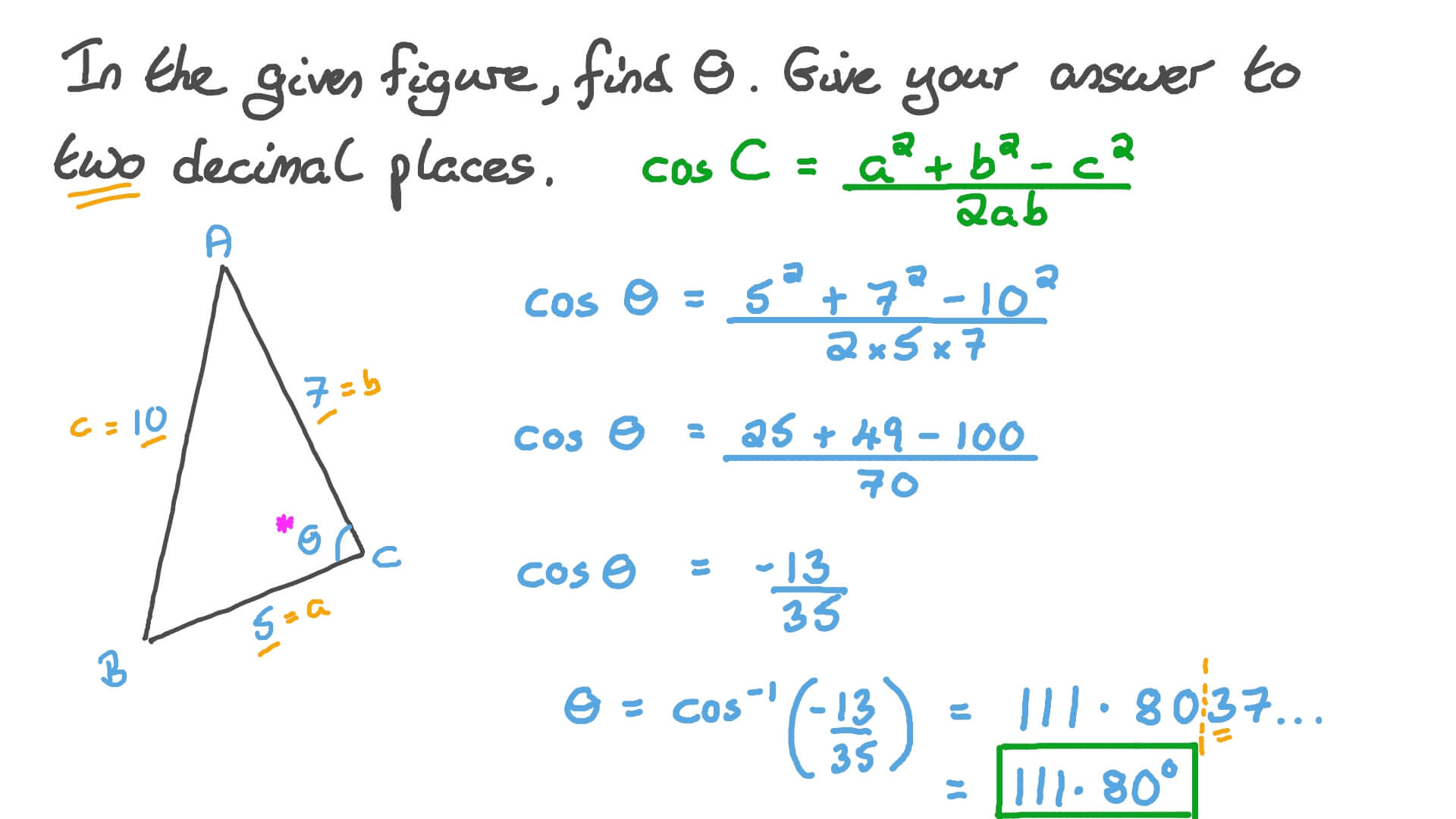 ion Video Using The Law Of Cosines To Calculate The Measure Of An 