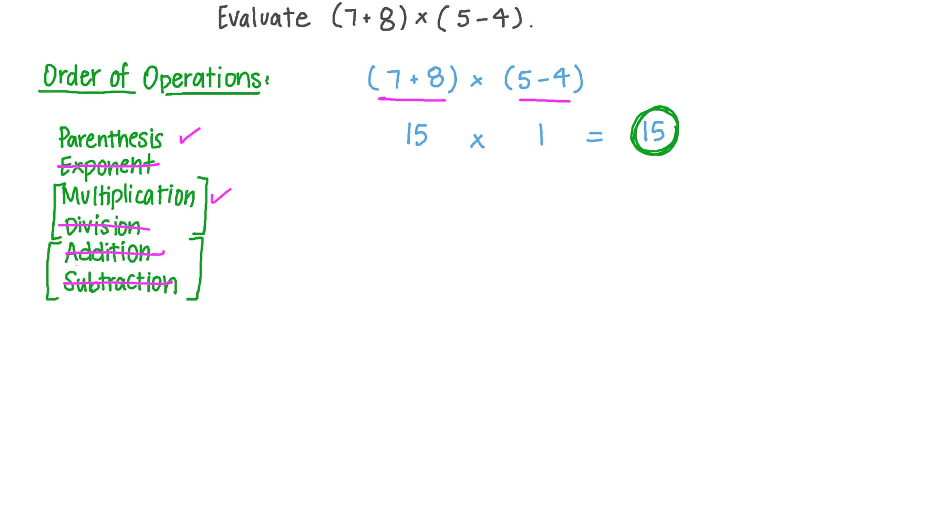 Question Video: Evaluating Three-Step, Whole Number Expressions with ...