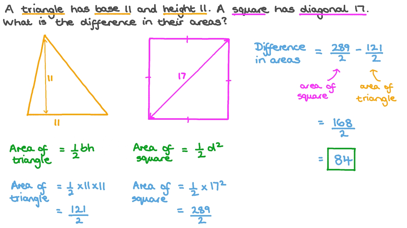Question Video Finding The Difference In Areas Between A Triangle And