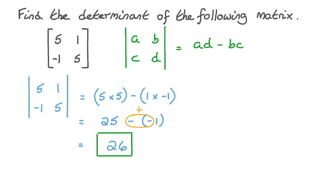 Question Video Evaluating The Determinant Of A Given Matrix Nagwa