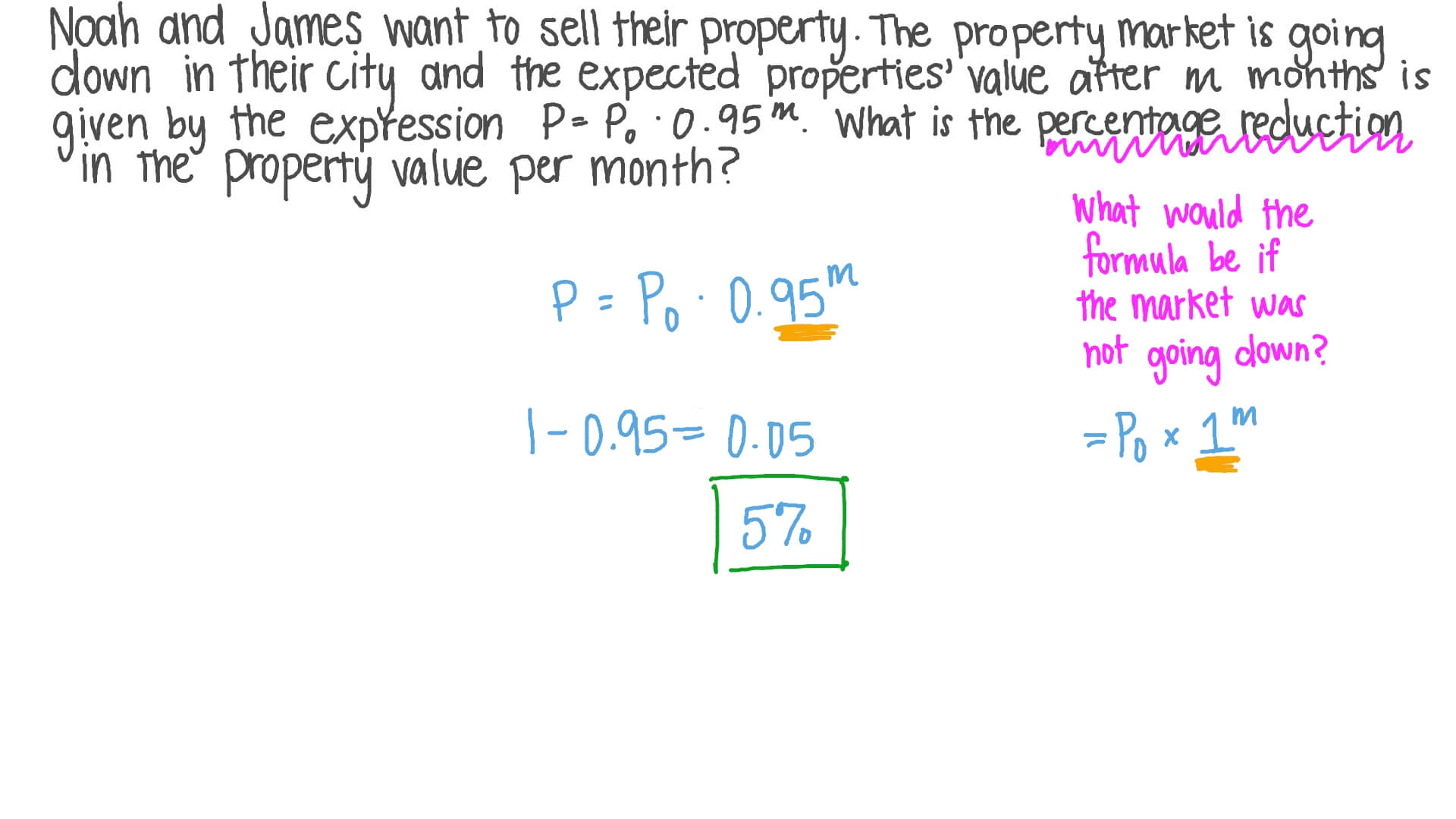 Question Video: Interpreting the Parameters in a Linear or an Exponential Function in Terms of a ...