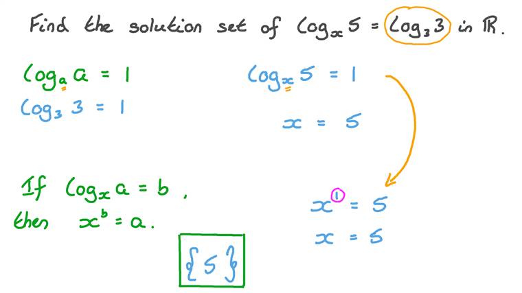Lesson: Logarithmic Equations with Different Bases | Nagwa