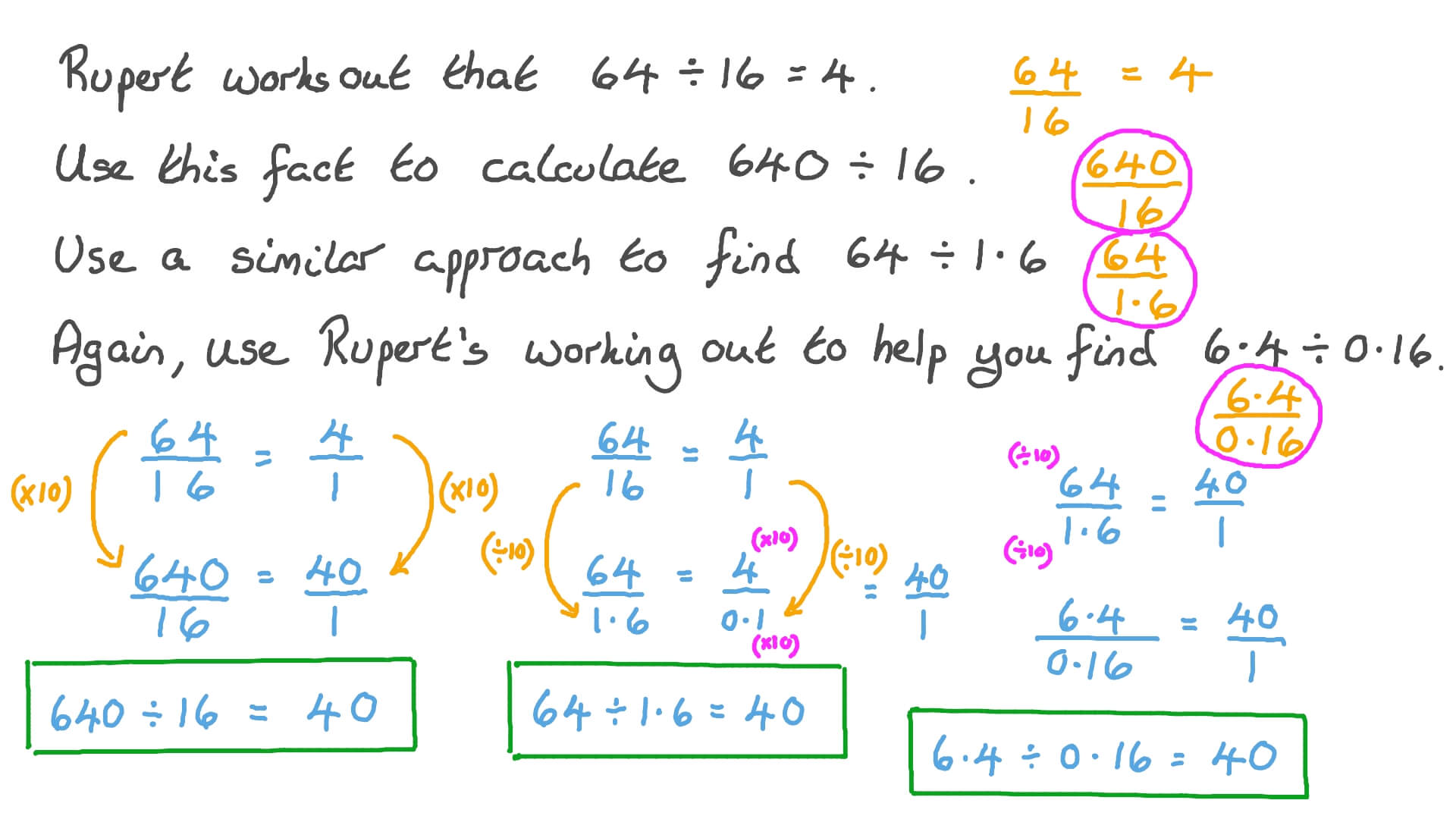 Question Video Division Patterns With Decimals Nagwa