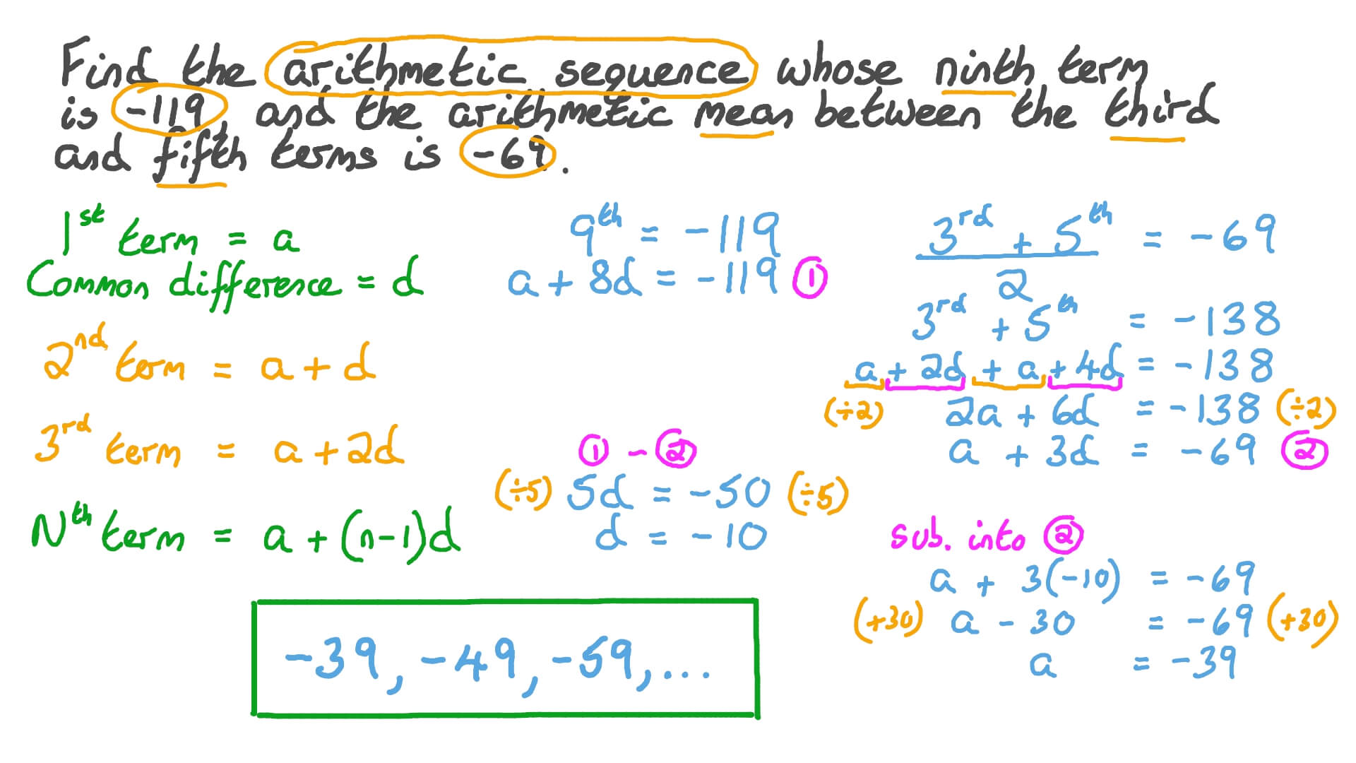 ion Video Finding The Arithmetic Sequence Given The Value Of A 