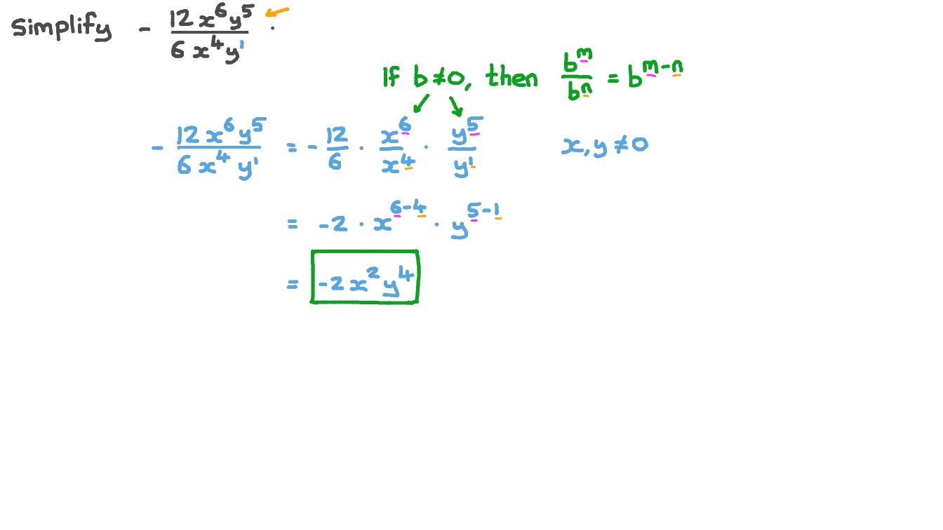 Question Video: Simplifying Algebraic Expressions Using Laws of ...