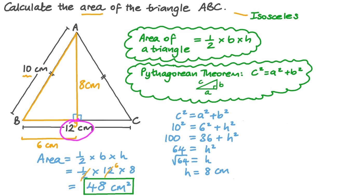 ion Video Finding The Area Of An Isosceles Triangle Nagwa