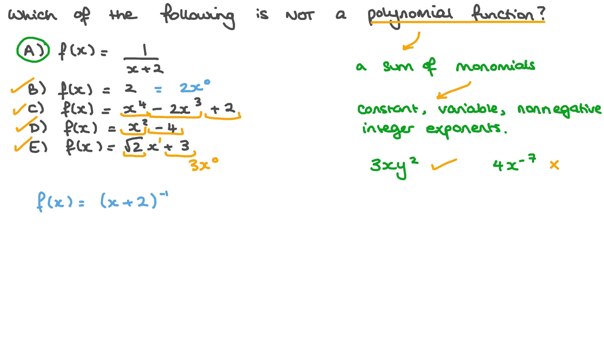 Question Video Identifying A Polynomial Function Nagwa