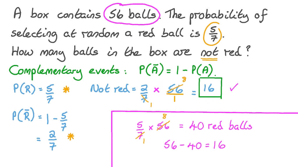 Question Video: Solving Problems Involving Probability and Complement ...