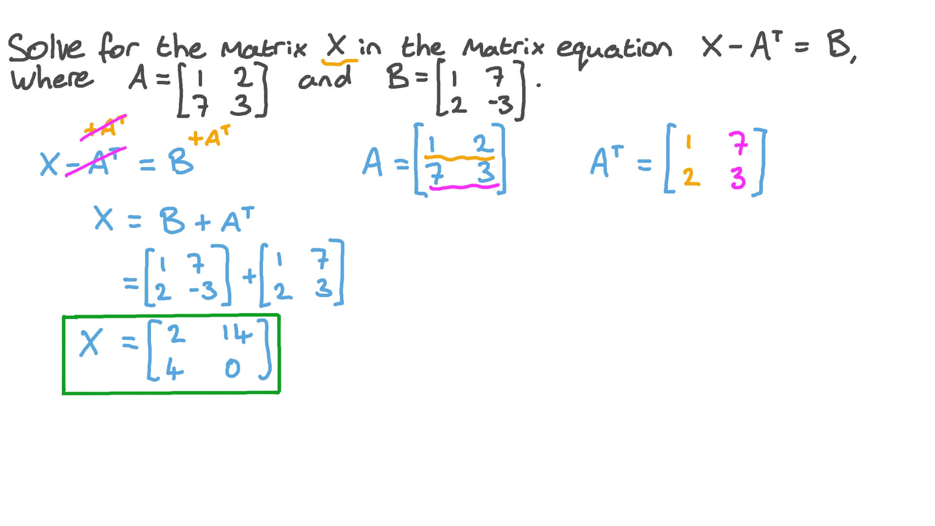 ion Video Solving A Matrix Equation Nagwa