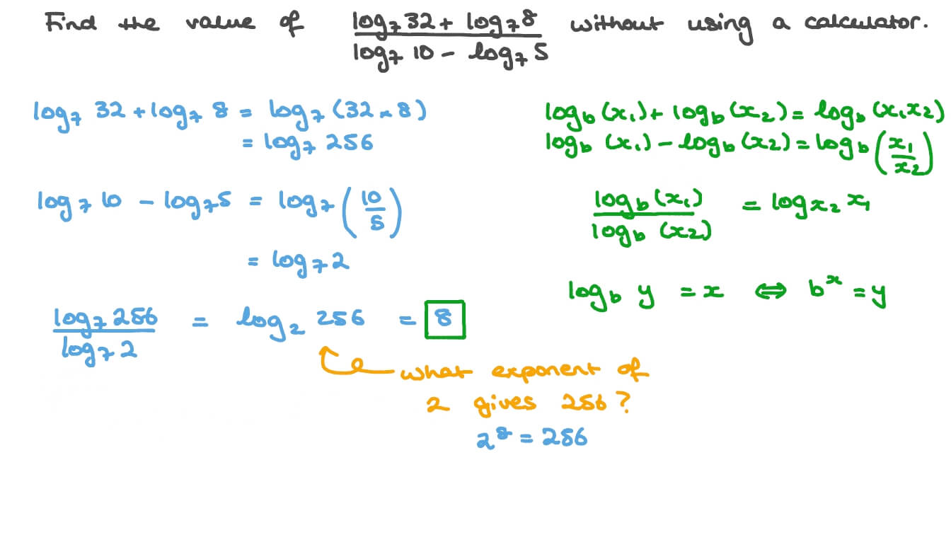 Question Video Computing Logarithms By Using Laws Of Logarithms Nagwa