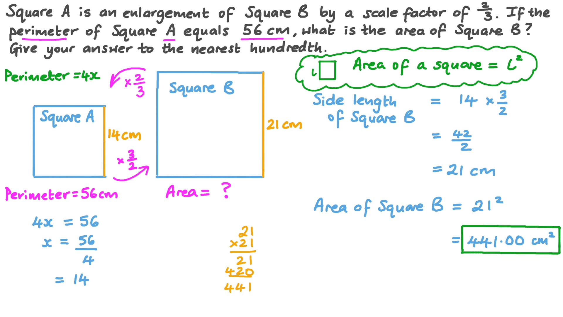 Question Video Finding The Area Of A Similar Polygon Given A Length