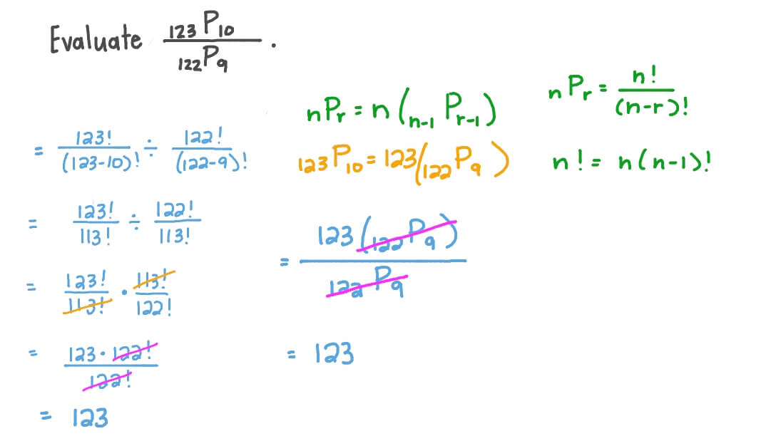 Question Video: Using the Properties of Permutations to Simplify a Ratio between Permutations ...