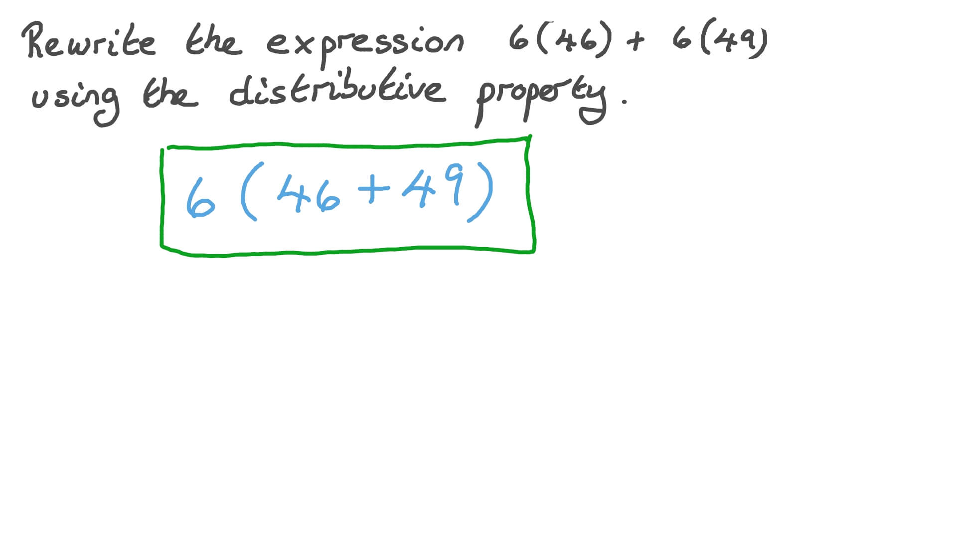Question Video Rewriting Expressions Using The Distributive Property