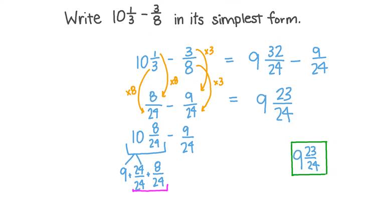 Lesson Subtracting Mixed Numbers With Unlike Denominators Nagwa