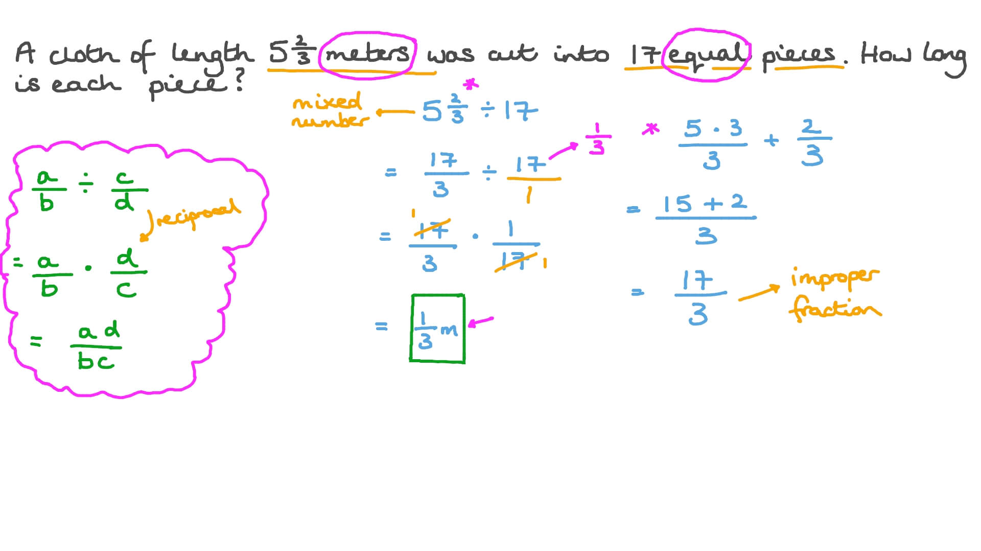 Question Video: Solving Word Problems by Dividing a Mixed Number by a ...