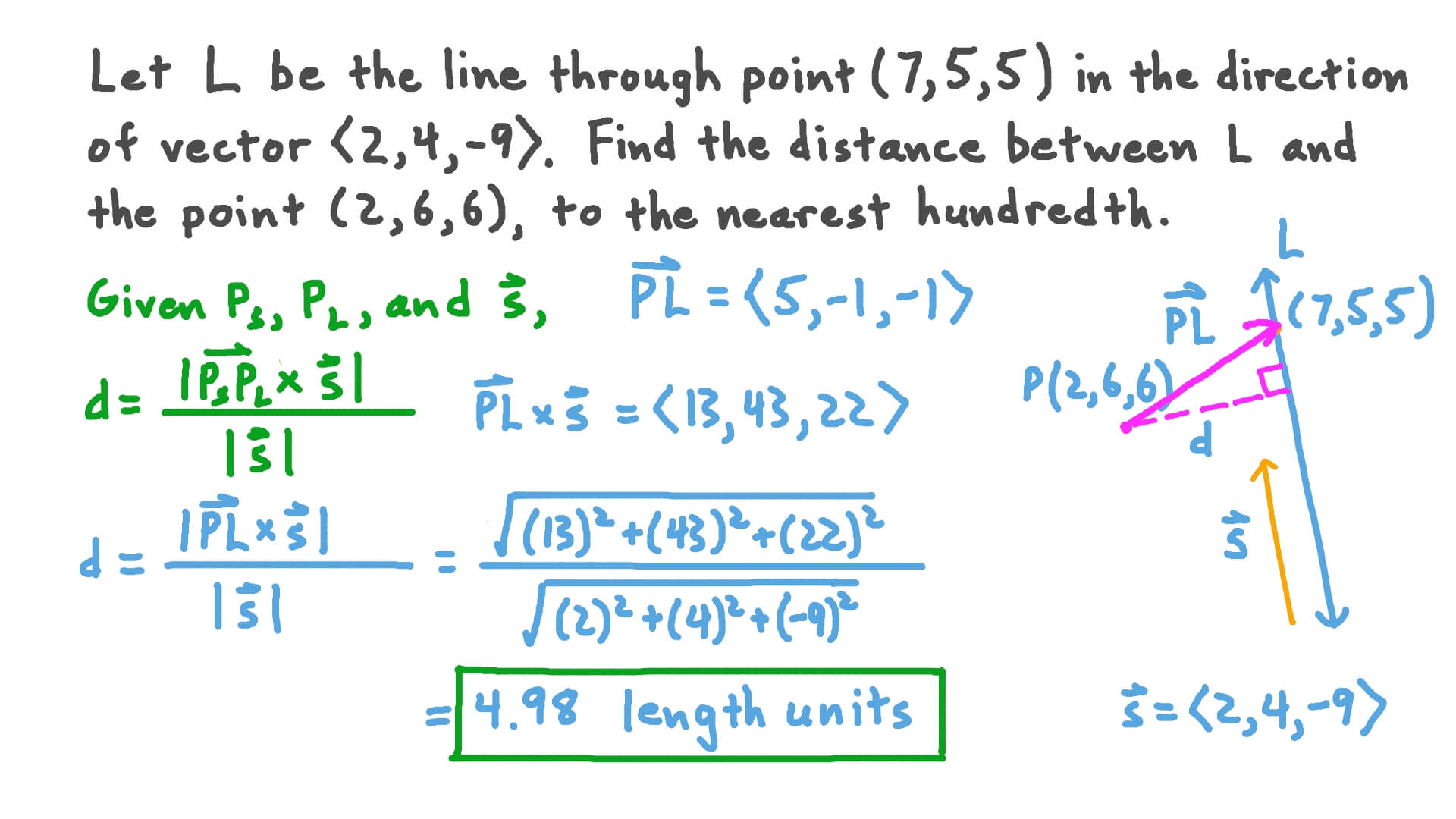 Question Video: Finding Distances between Points and Straight Lines | Nagwa