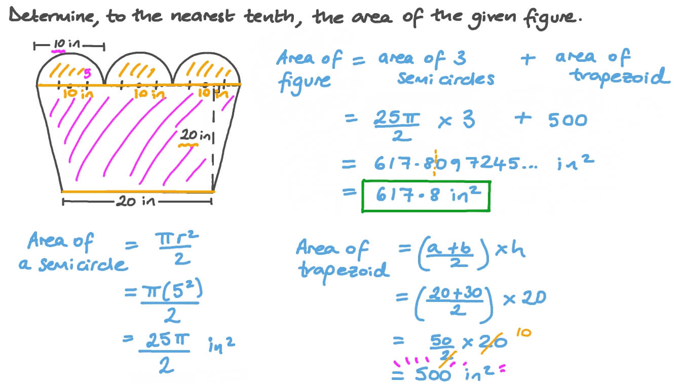 Question Video Finding The Area Of A Composite Shape Including