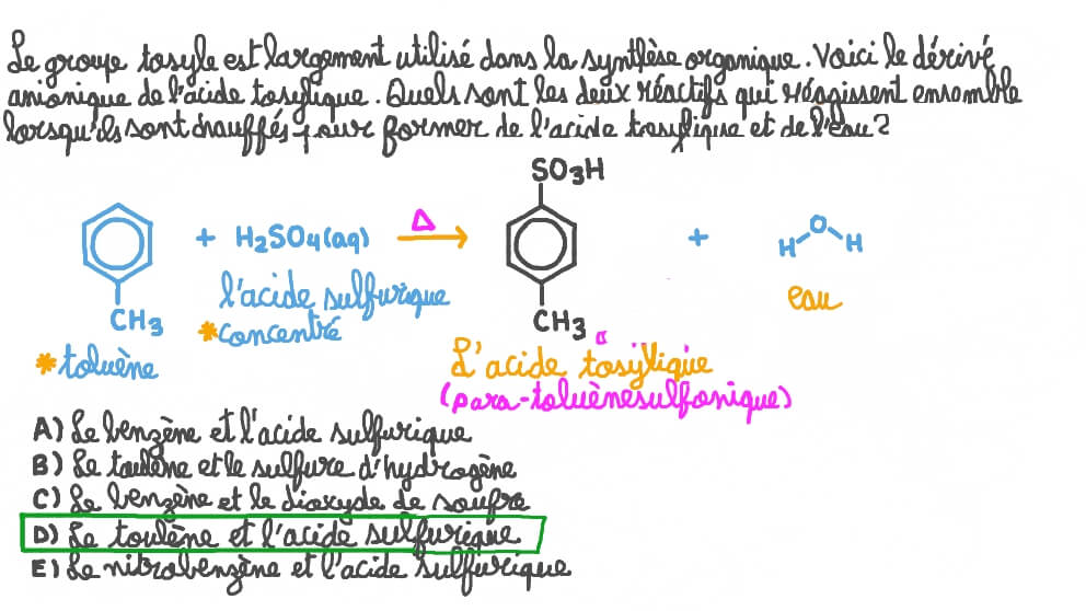 Question Video: Déterminer l’identité des réactifs dans la réaction de ...
