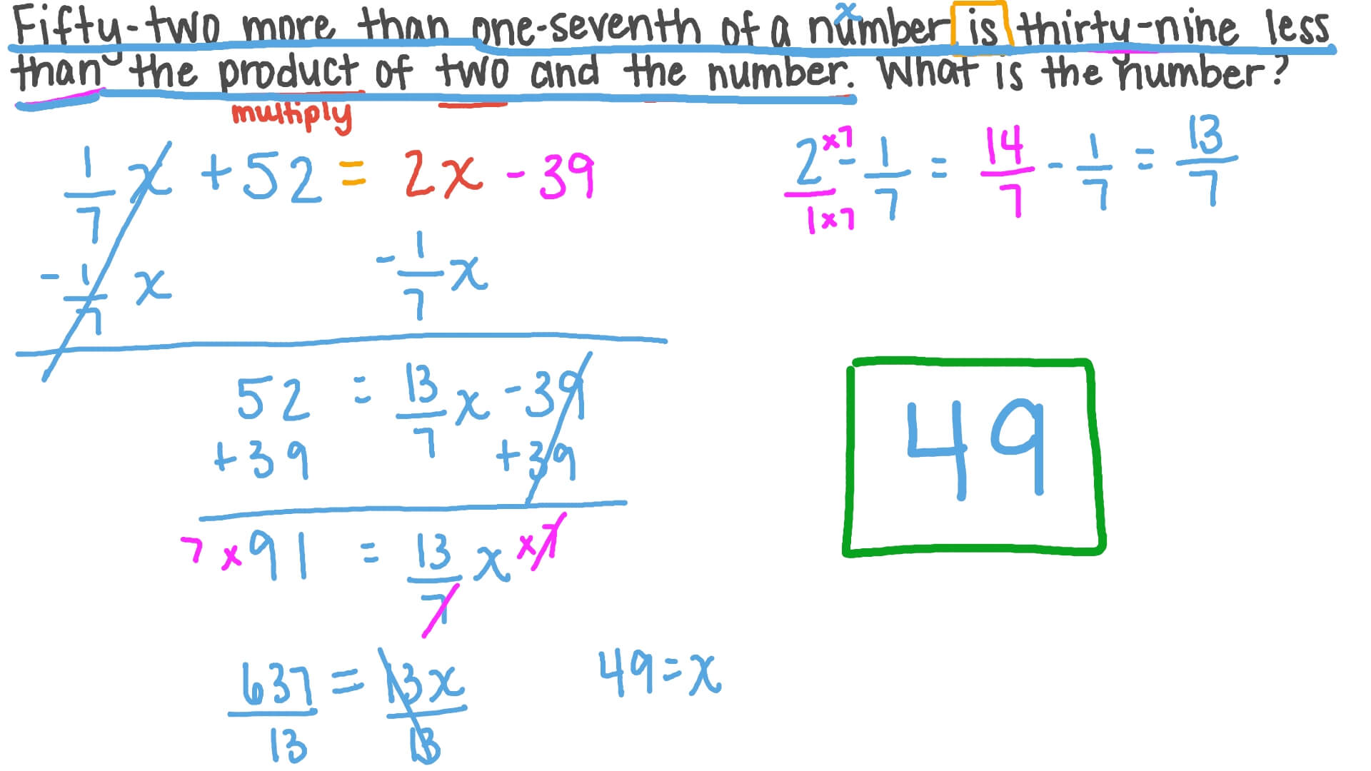 Question Video: Using Linear Equations to Solve Problems | Nagwa