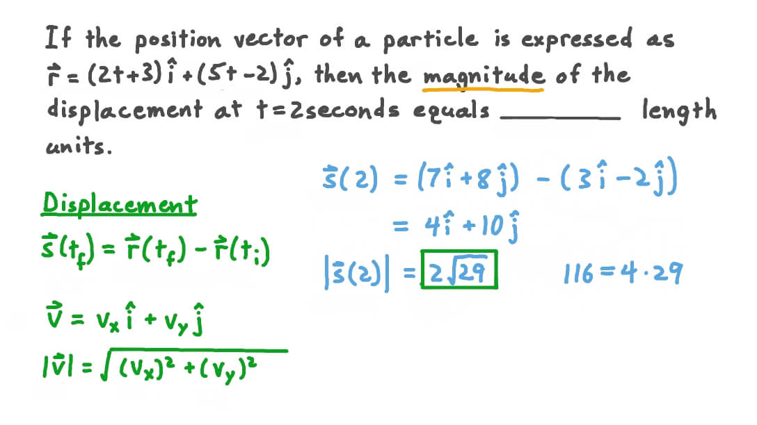 Question Video Finding The Displacement Of A Particle Based When Given